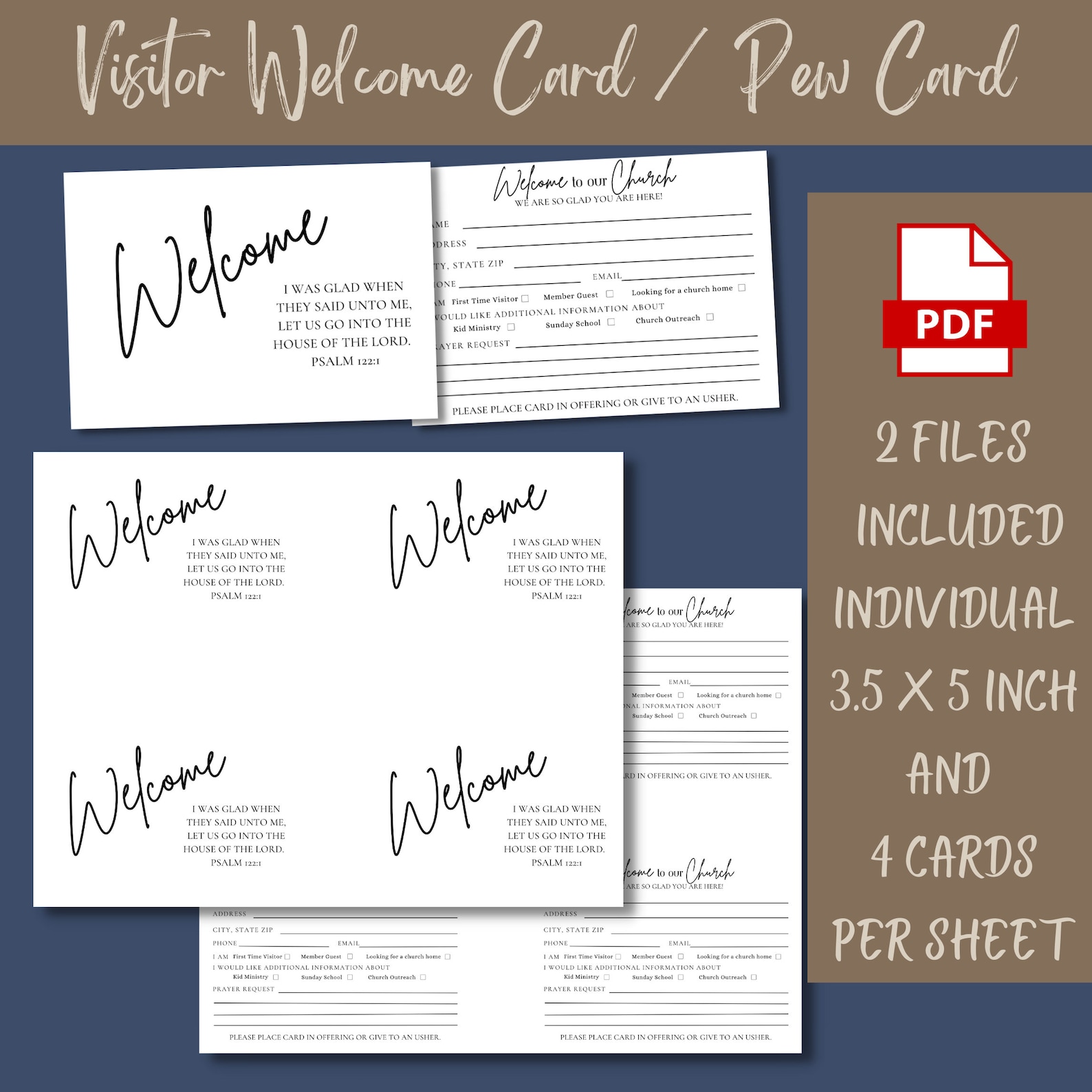 Church Welcome Card | Visitor Information Card | Pew Card | Connection ...