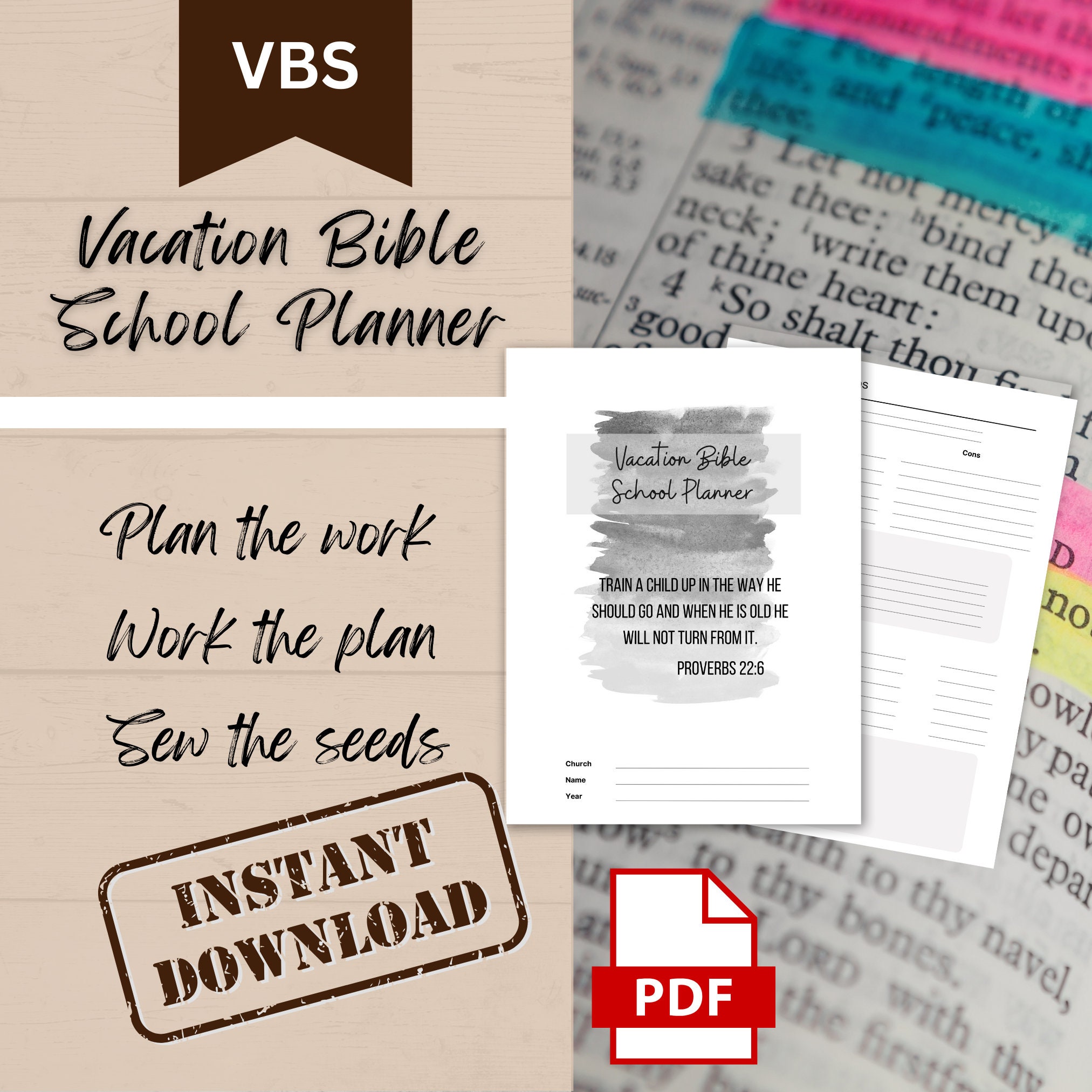 Vacation Bible School Planner - Instant Download - Etsy