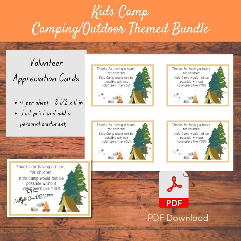 Kids Camp Printables Bundle – Name Tags, Certificate, Cards (digital ...