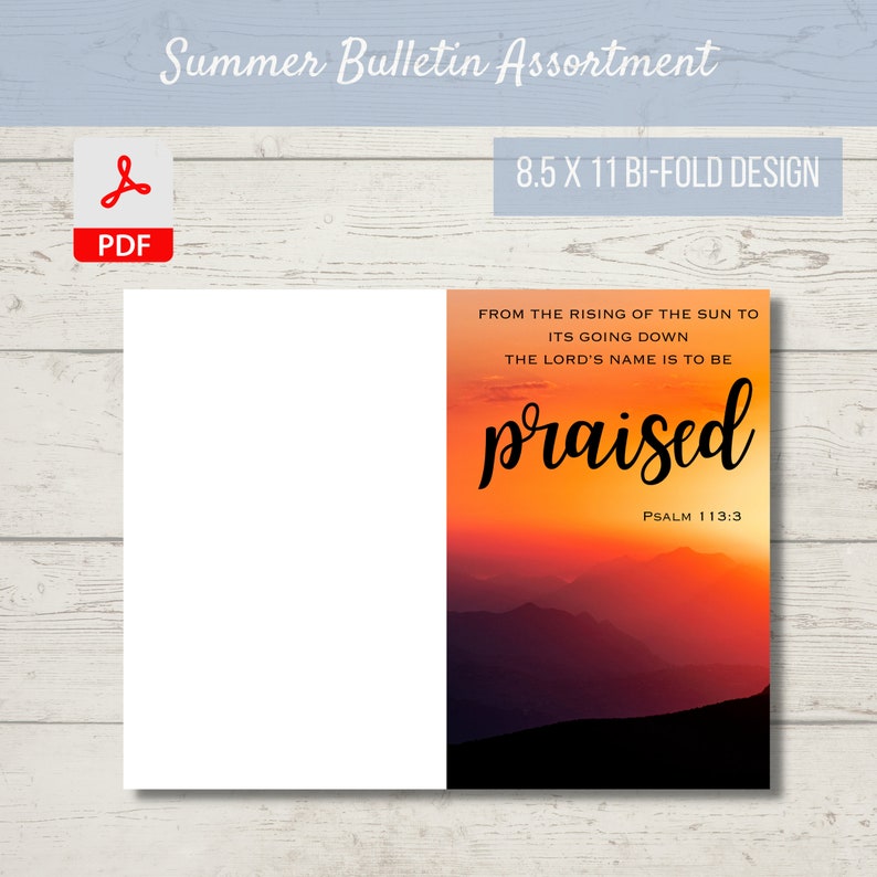 Church Bulletin Covers | Bi-fold Design | PDF | Summer Flowers Sun ...