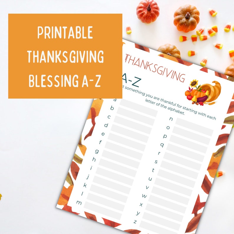 Printable Thanksgiving Activity | A-Z Gratitude Game - Etsy
