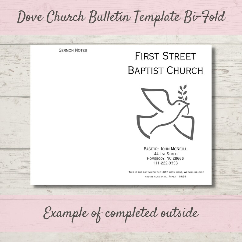 Church Bulletin Template | Bi-fold Dove Design | Edit in Canva - Etsy