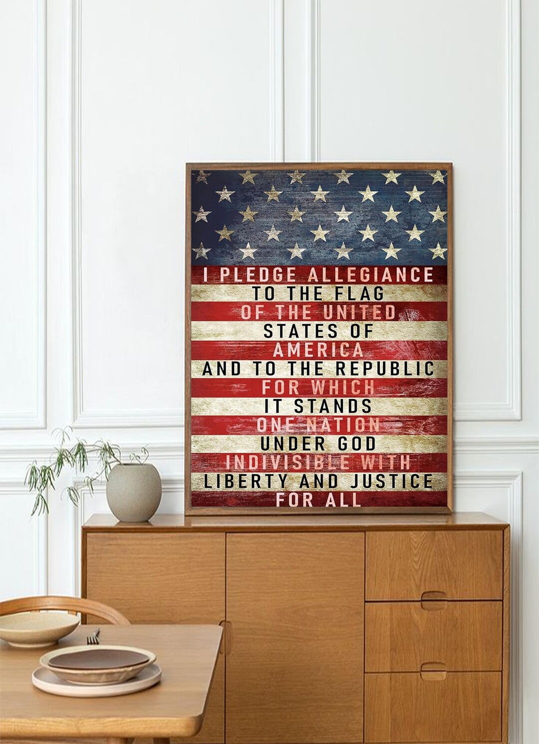 Vintage USA Patriotic Poster Pledge of Allegiance Vintage 4th of July ...