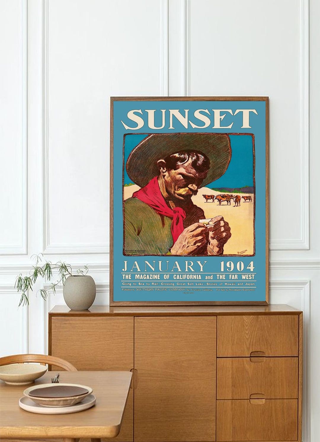 Vintage Cowboy Sunset Magazine Cover. California and Western Poster - Etsy