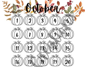 Printable October Habit Tracker/small Journaling Calendars. Halloween ...
