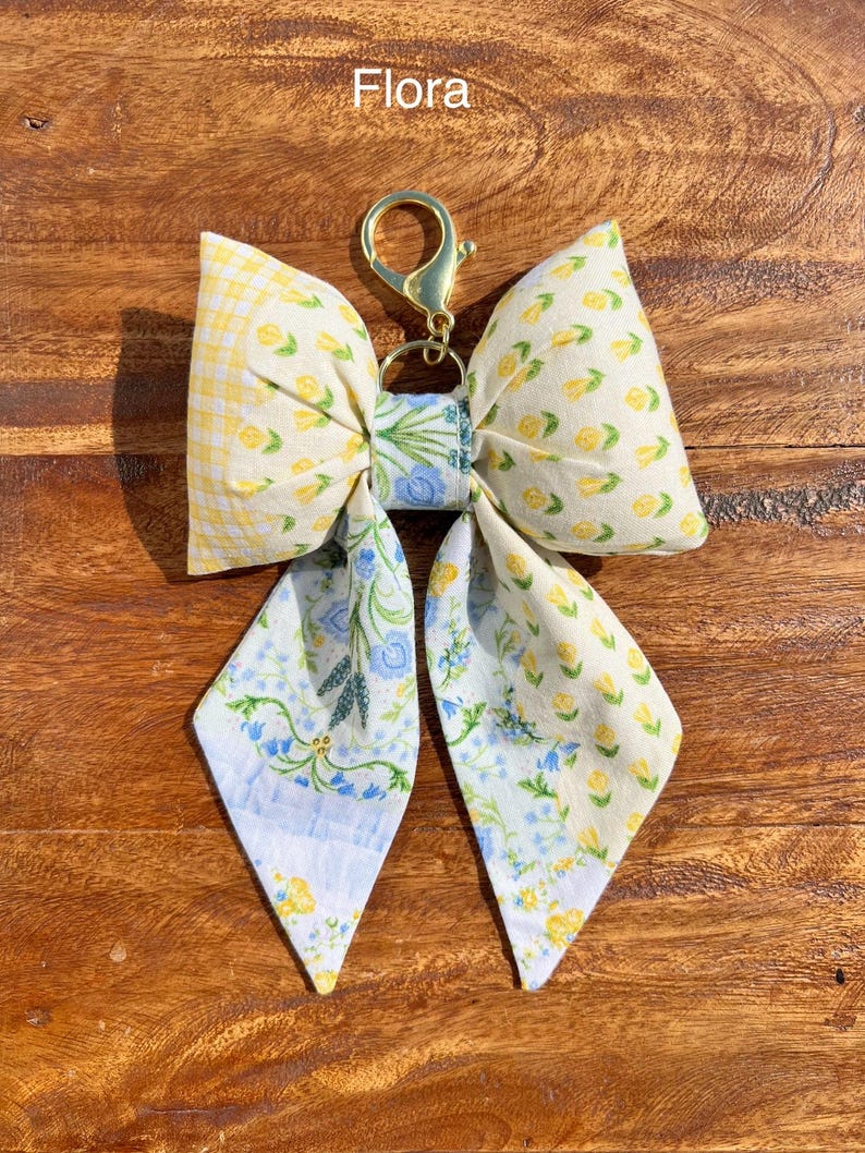 Adorable Hand Sewed Puff Bow Keychain Accessory for Any Bag or Purse ...