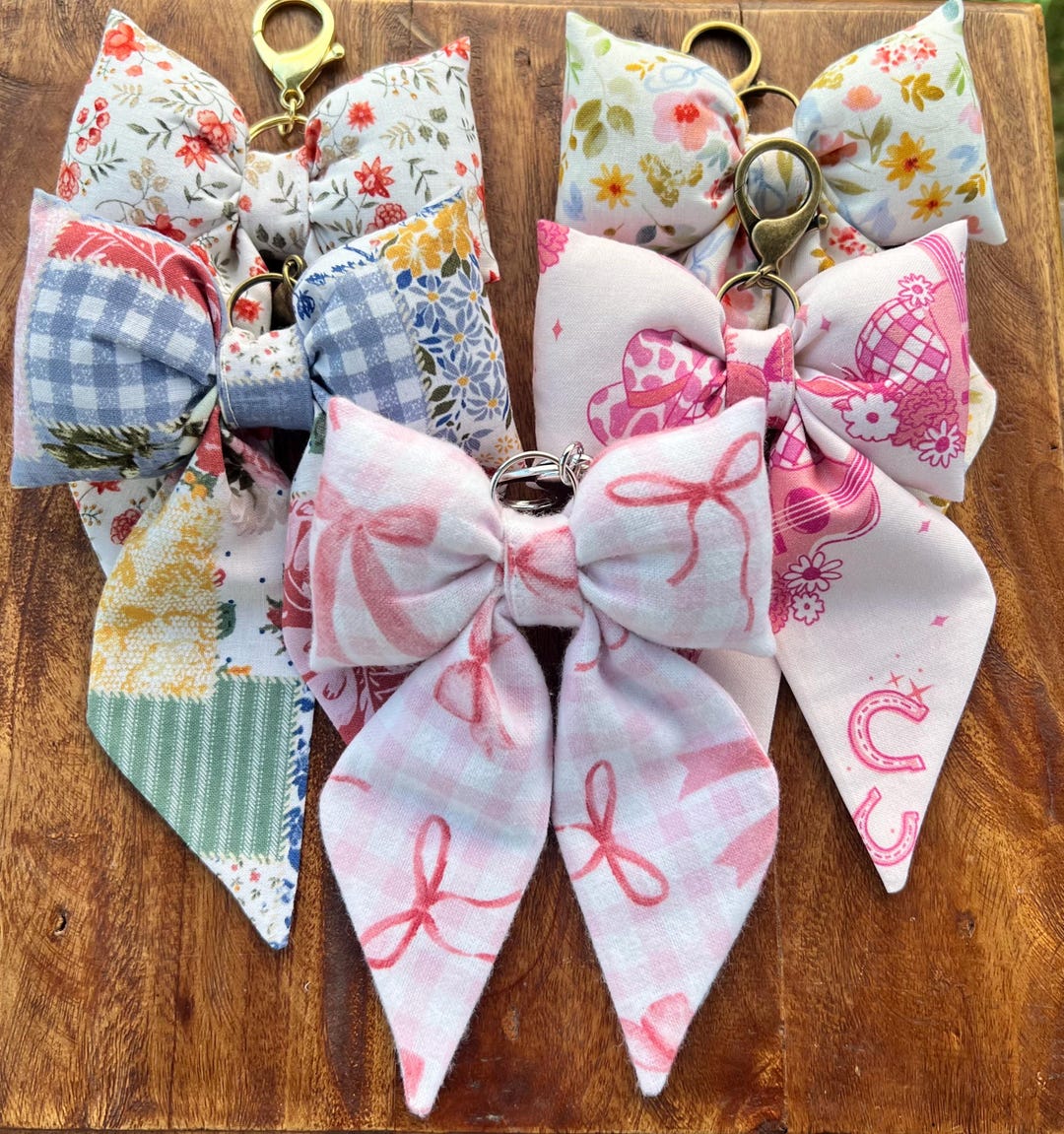 Adorable Hand Sewed Puff Bow Keychains Perfect for Any Purse or Bag! - Etsy
