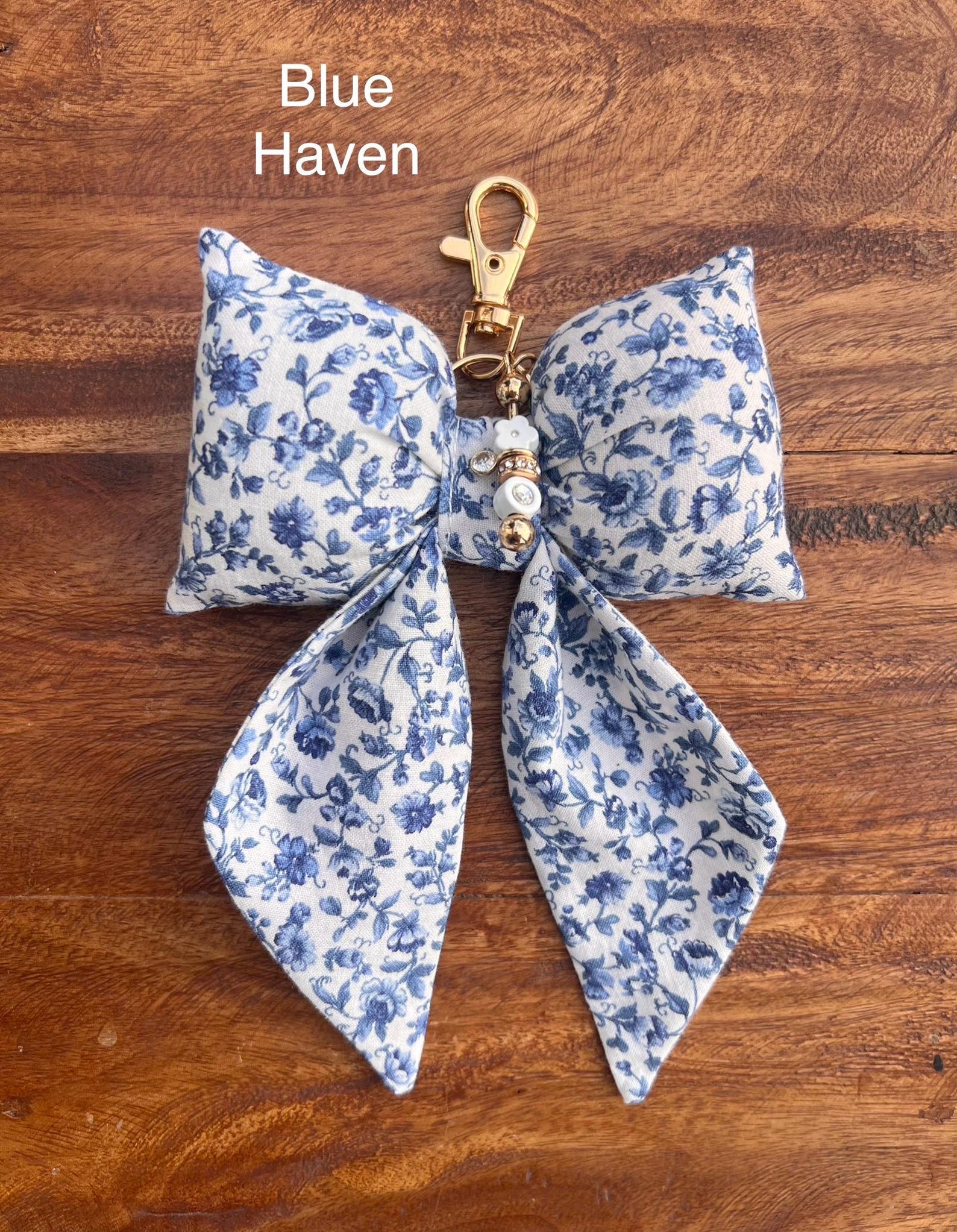 Adorable Hand Sewed Puff Bow Keychain Accessory, With Charms, for Any ...