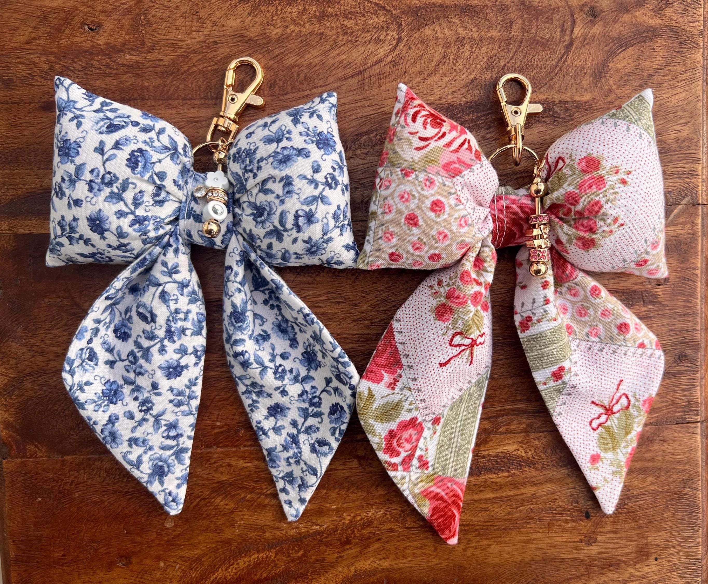 Adorable Hand Sewed Puff Bow Keychain Accessory, With Charms, for Any ...