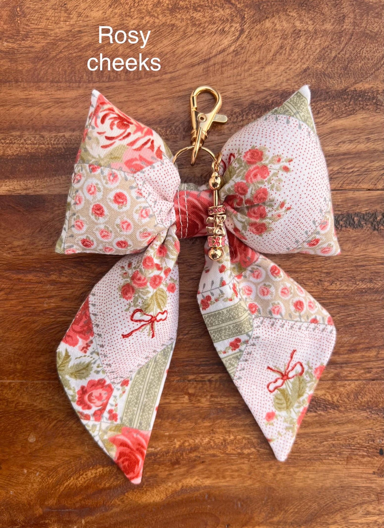 Adorable Hand Sewed Puff Bow Keychain Accessory, With Charms, for Any ...