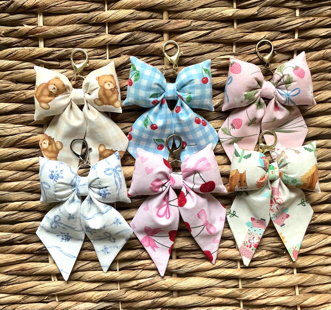 The Most Adorable Hand Sewed Puff Bow Keychains! Perfect for Your Every ...