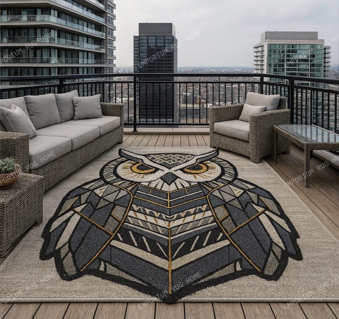 Brown Owl Shaped Tufted Rug- A Unique, Soft Floor Accent for Cozy Decor ...