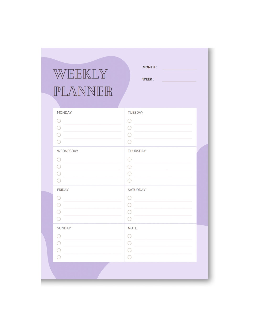 Purple Planner, Weekly to Do List Printable, Productivity Planner ...