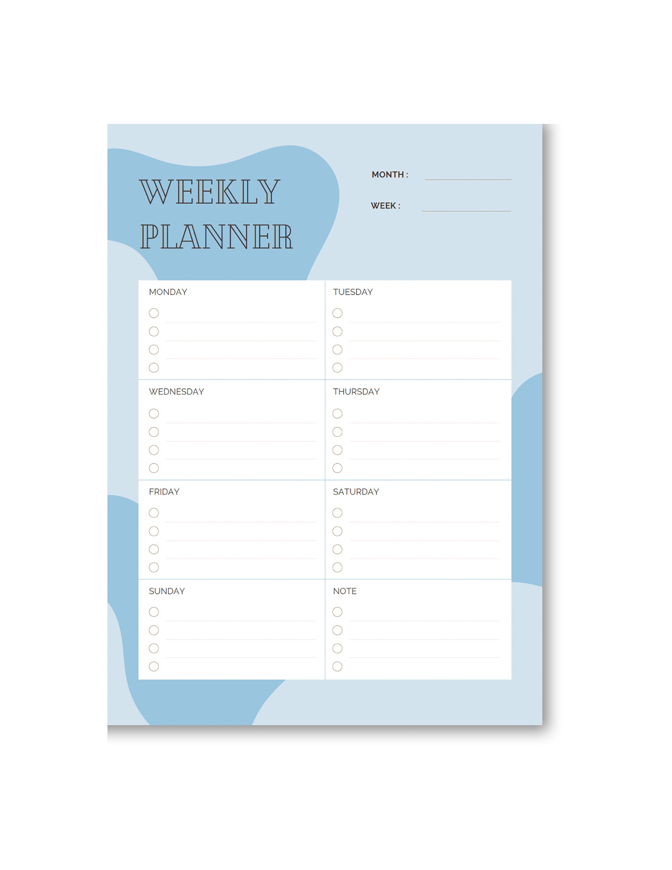 Blue Planner, Weekly to Do List Printable, Productivity Planner ...