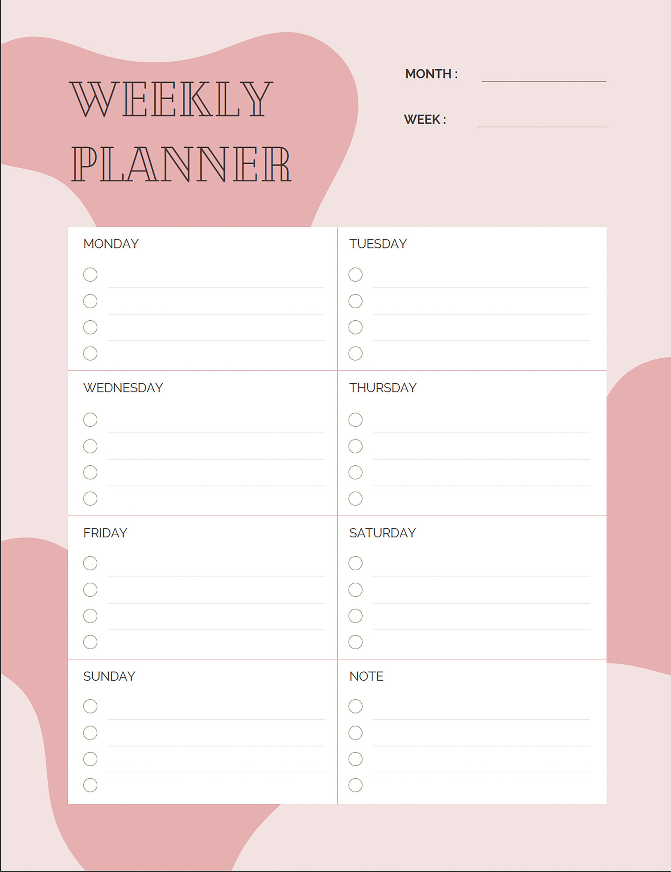 Pink Planner, Weekly to Do List Printable, Productivity Planner ...