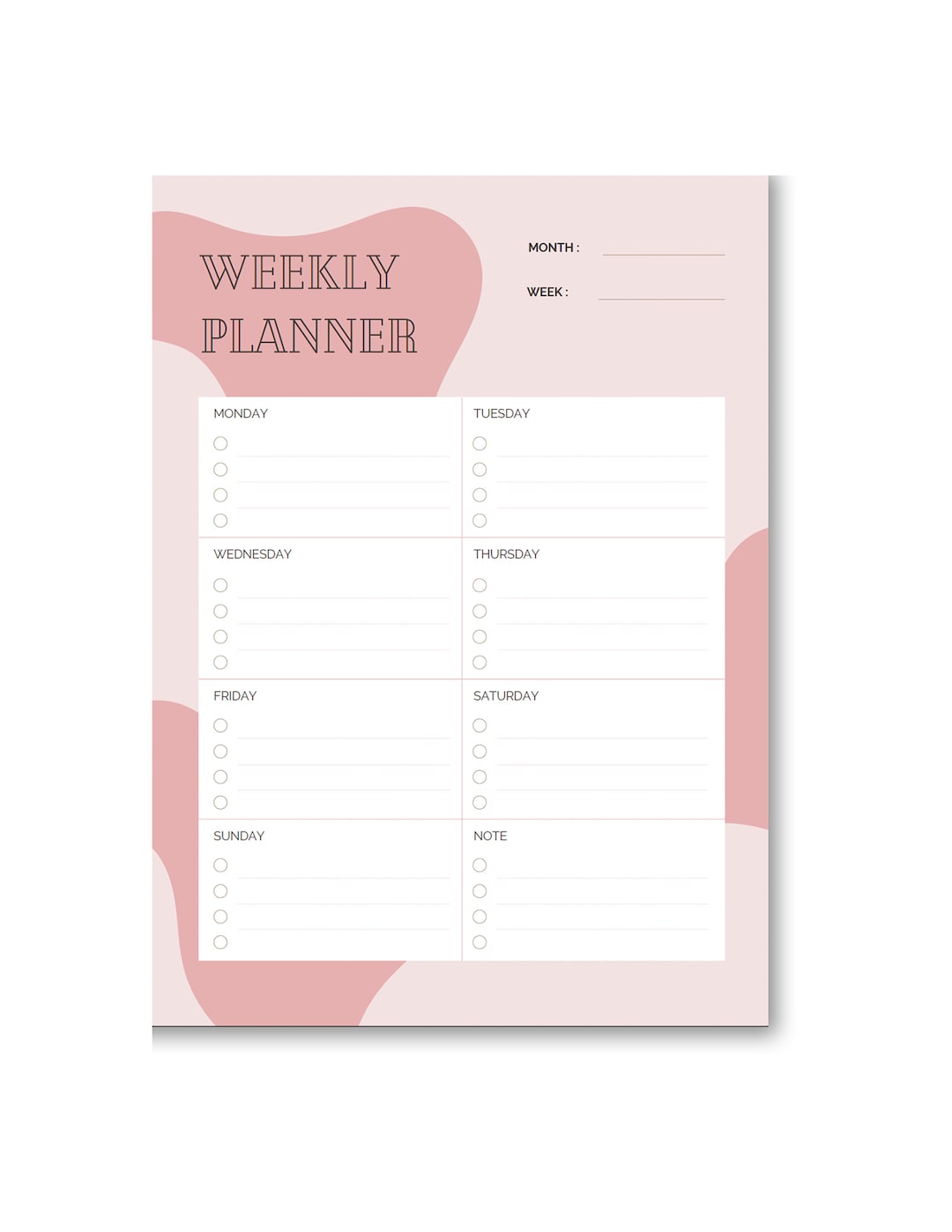 Pink Planner, Weekly to Do List Printable, Productivity Planner ...