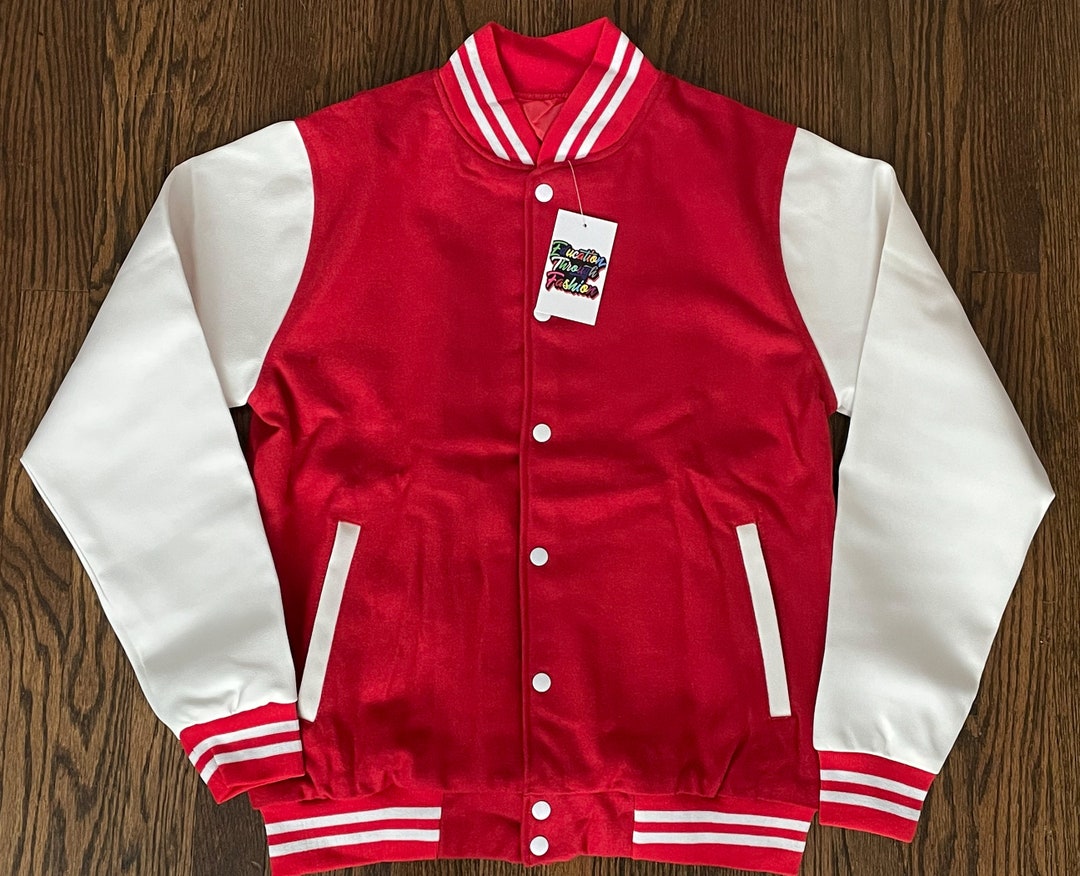 Red and White UNISEX Varsity Jacket - Etsy