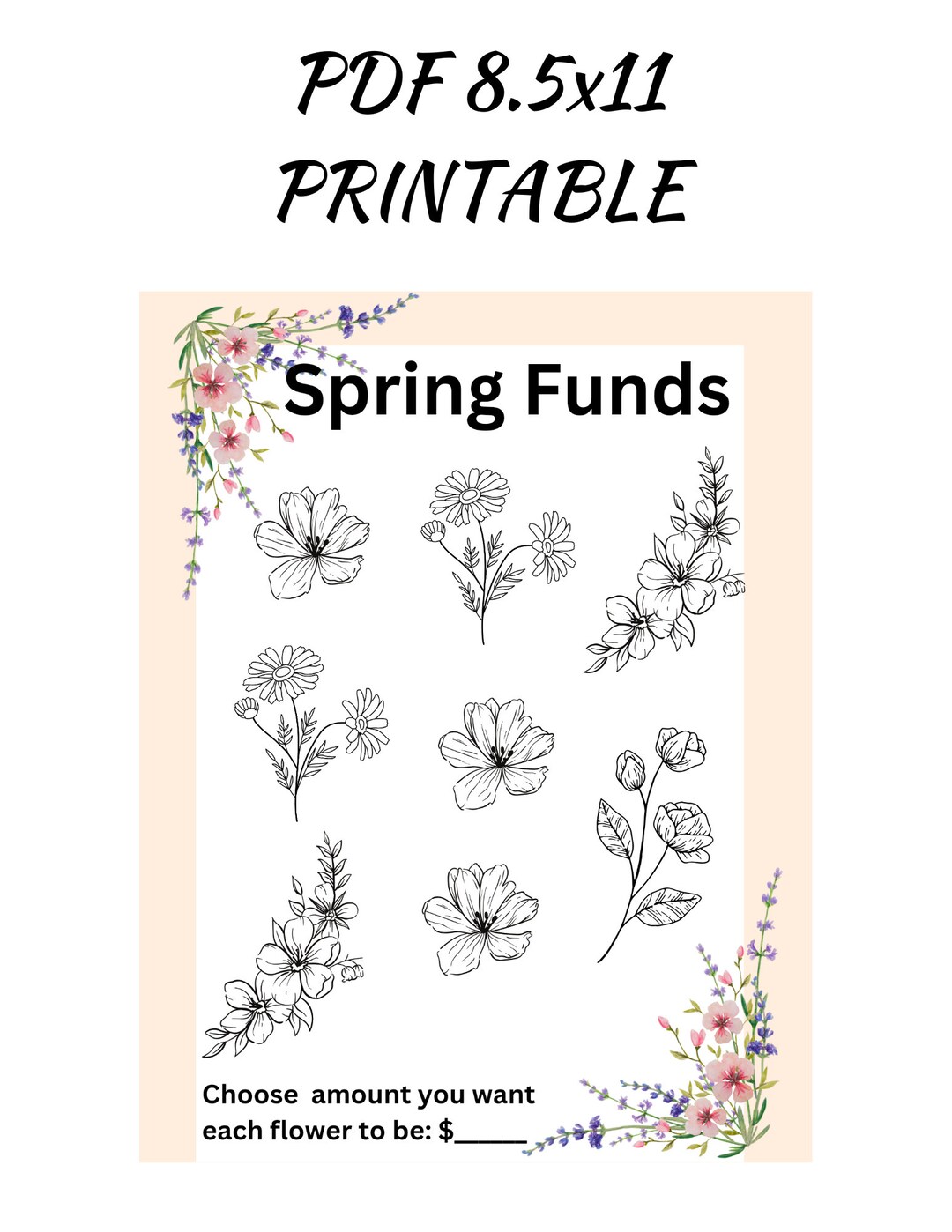 Spring Funds Saving Challenge, Floral Savings Challenge, Seasonal ...
