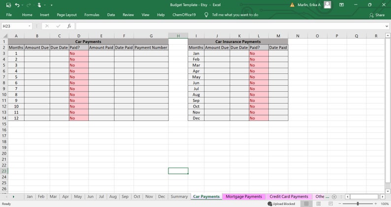 2023 Full Year Budget Sheet Template - Etsy