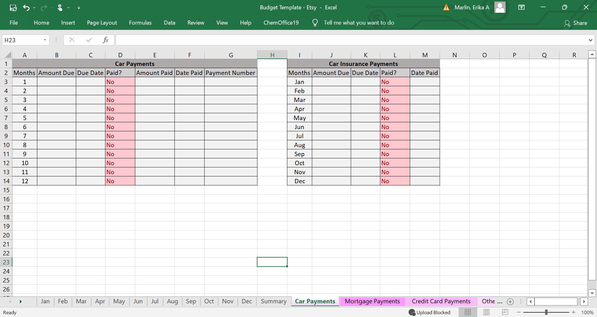 2023 Full Year Budget Sheet Template - Etsy