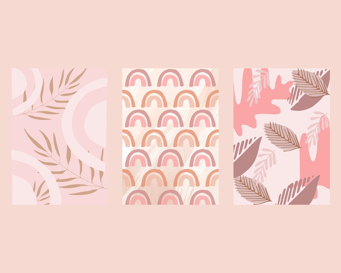 Boho Abstract Digital Paper Pink 10 A4 Papers Neutral - Etsy