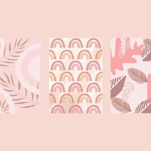 Boho Abstract Digital Paper Pink, 10 A4 Papers, Neutral Scrapbook Paper ...