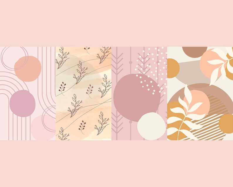 Boho Abstract Digital Paper Pink, 10 A4 Papers, Neutral Scrapbook Paper ...