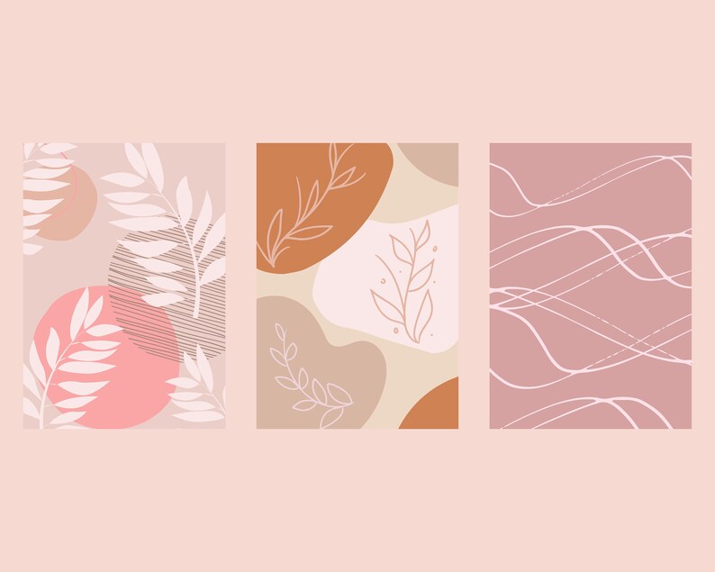 Boho Abstract Digital Paper Pink, 10 A4 Papers, Neutral Scrapbook Paper ...