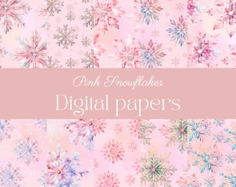 Pink Christmas Hanging Hearts and Snowflakes Printable - Etsy