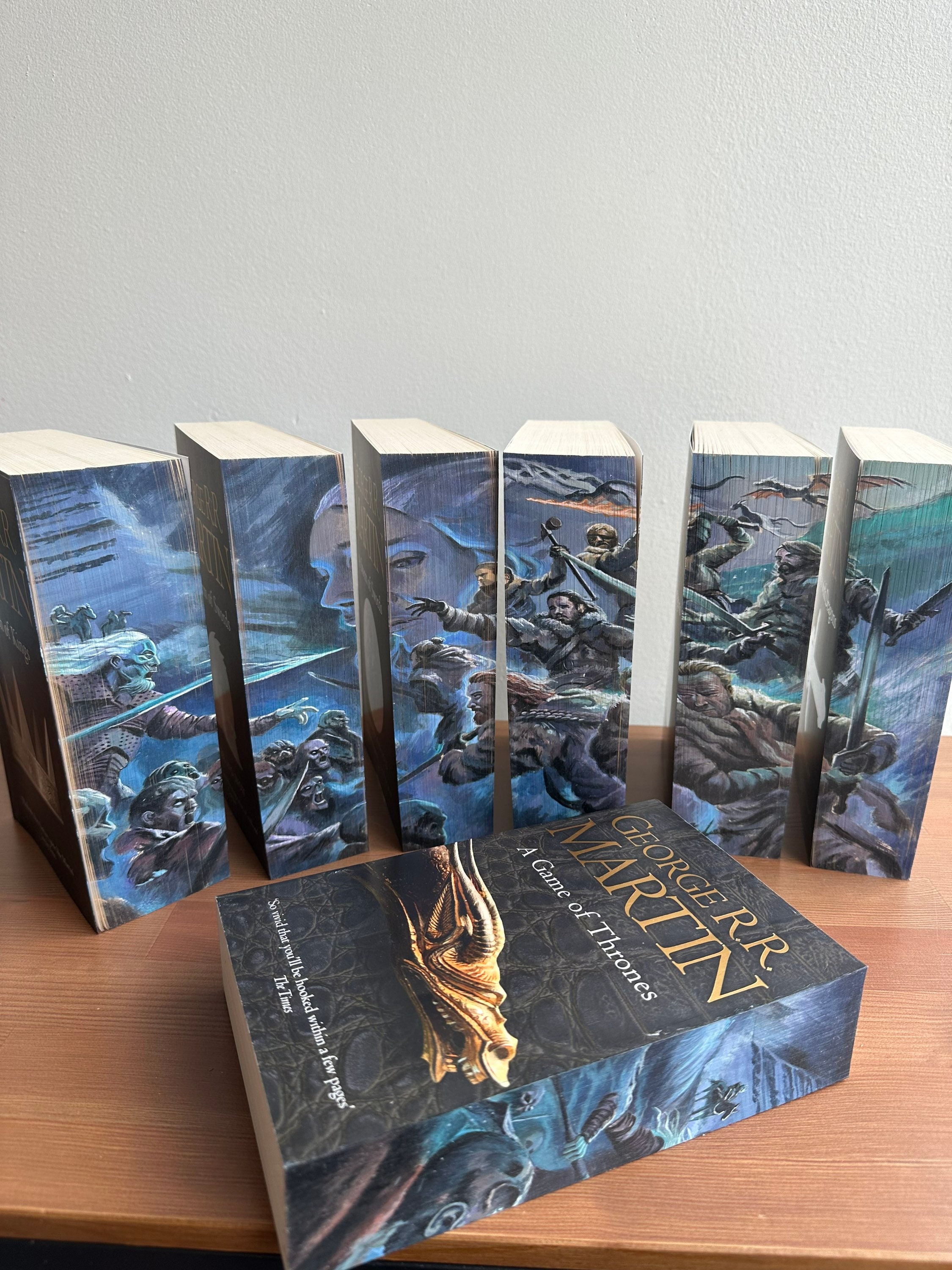 Game of Thrones Book Set, Fore-edge Painting, Frozen Lake Battle - Etsy
