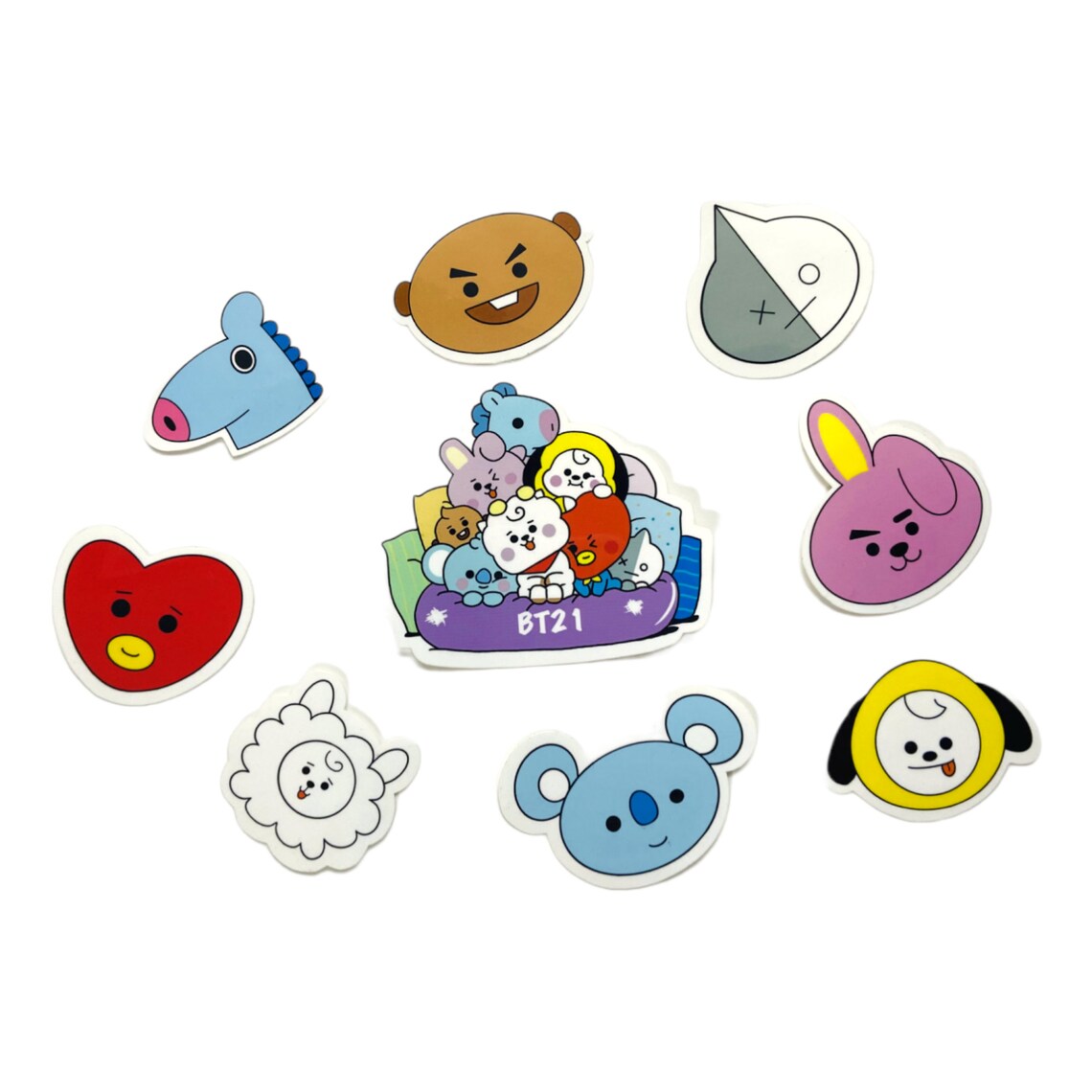 Cute BTS BT21 DIE Cut Sticker Set BT21 Family Loving and Fun - Etsy