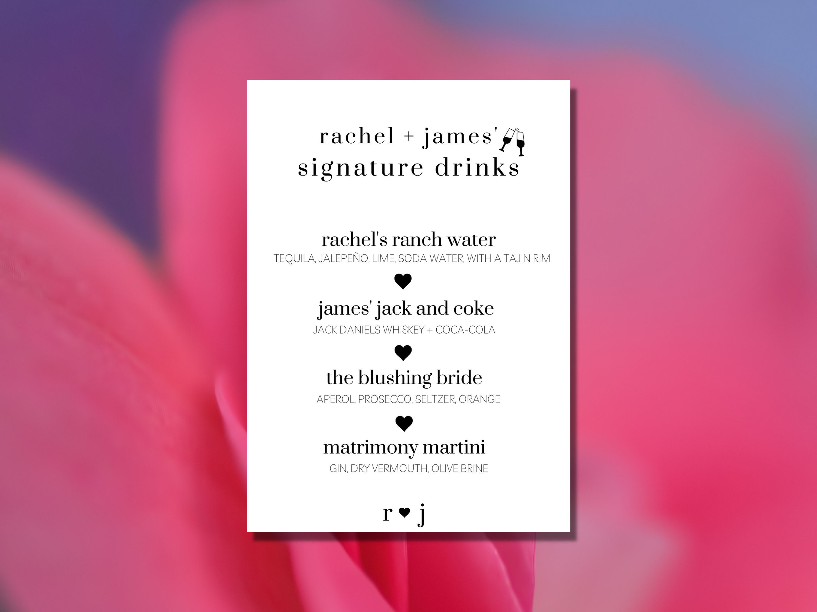 Signature Drinks Template Small Bar Menu 5x7 Simple - Etsy