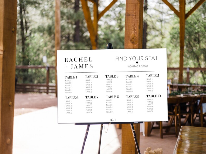 Large Seating Chart by Table Large 36x24 Instant Download - Etsy