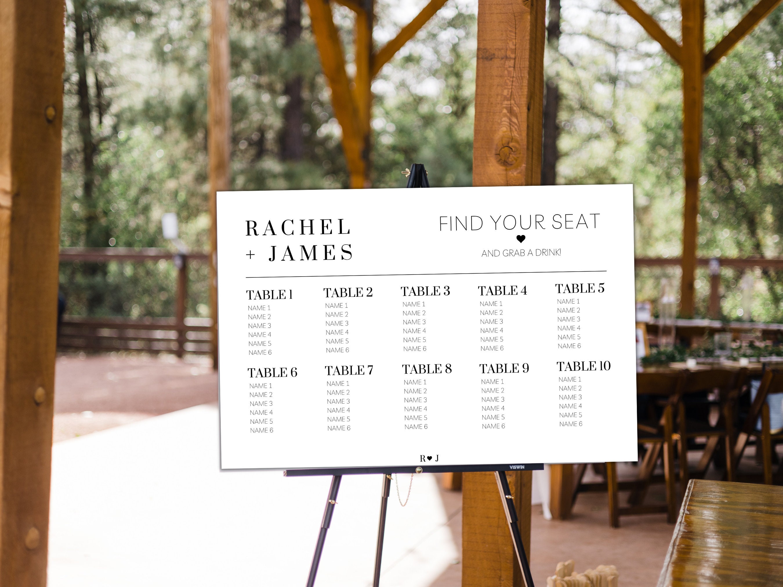 Large Seating Chart by Table Large 36x24 Instant Download Modern Table ...