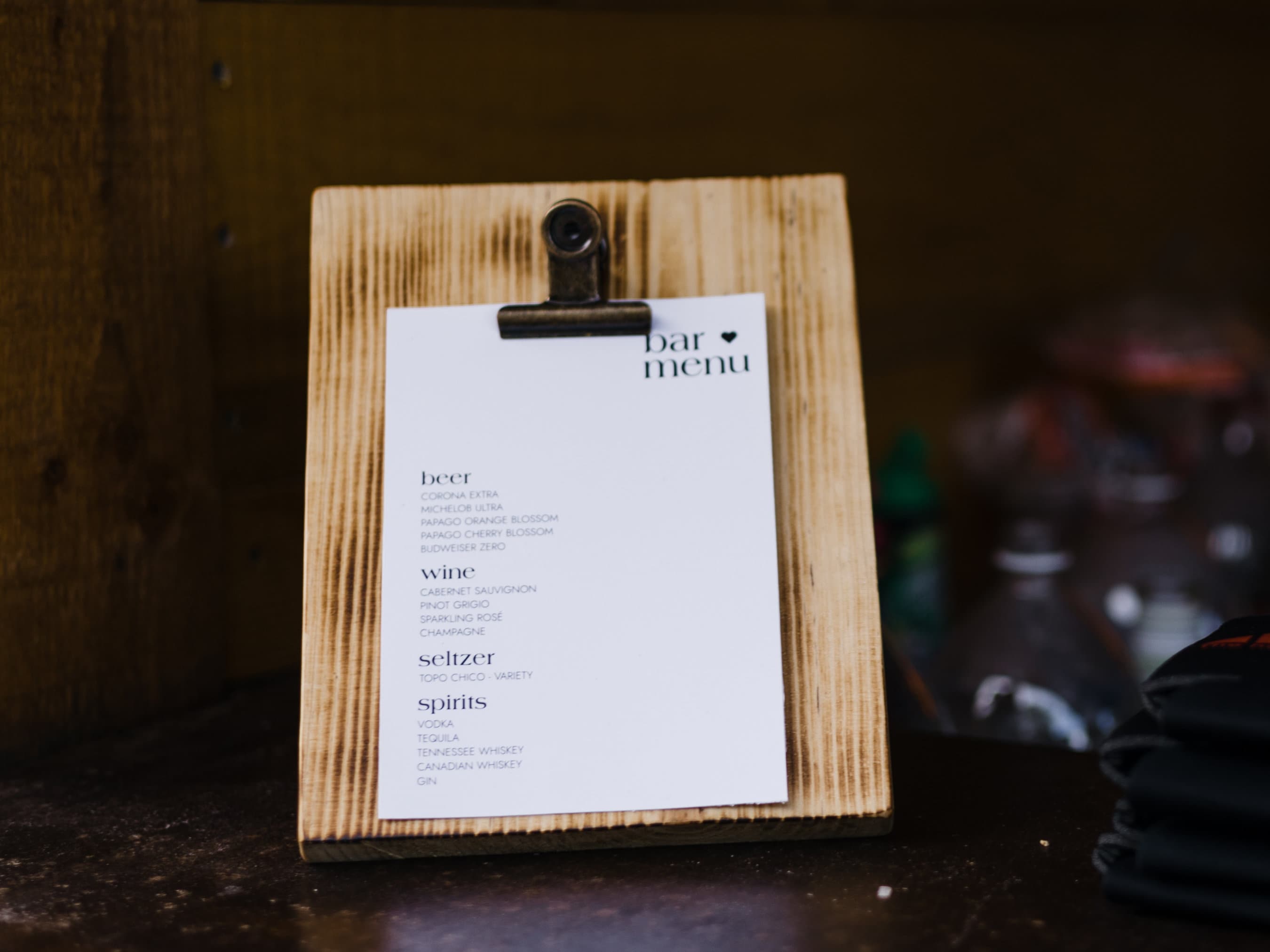 Small Bar Menu Template 5 X 7 Simple Wedding Template - Etsy