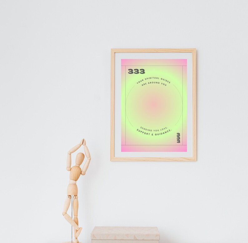 333 Print, Angel Numbers Poster, Gradient Wall Art, Spiritual Print ...