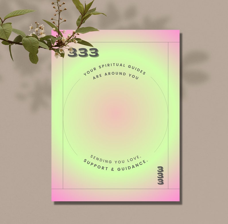 333 Print, Angel Numbers Poster, Gradient Wall Art, Spiritual Print ...