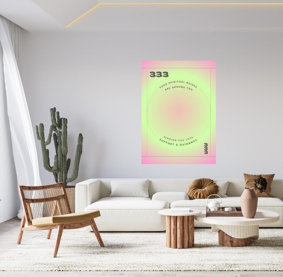 333 Print Angel Numbers Poster Gradient Wall Art Spiritual - Etsy
