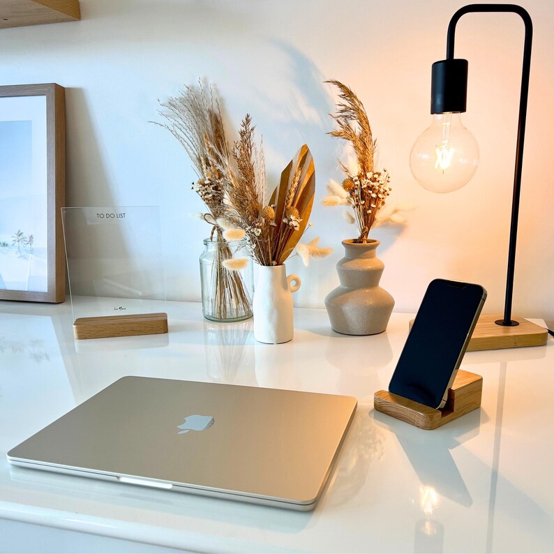 Oak Wood Mobile Phone Stand | Minimalist Phone Holder for Desk | Tablet ...