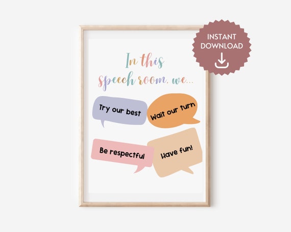 Speech Room Sign Digital Download Speech Therapy Room Decor - Etsy