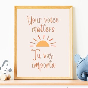 SLP Your Voice Matters Poster, Bilingual Speech Therapy Print, Speech ...