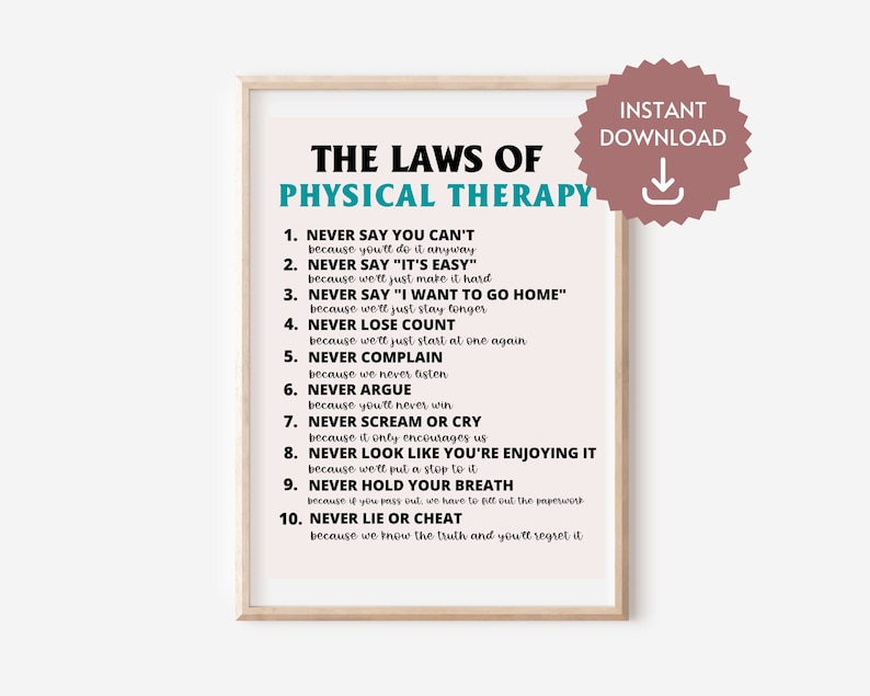 Physical Therapy Poster, Physical Therapy Decor, Physical Therapy Sign ...