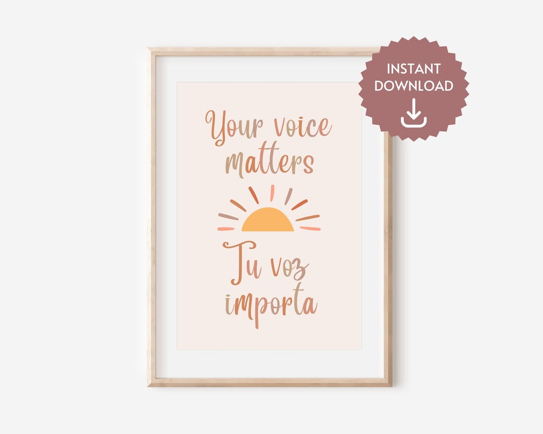 SLP Your Voice Matters Poster, Bilingual Speech Therapy Print, Speech ...