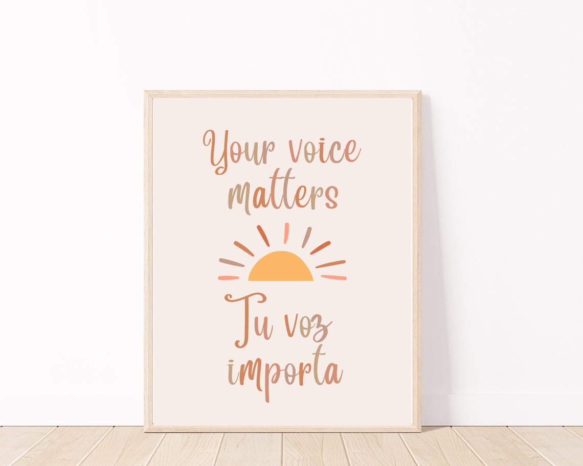 SLP Your Voice Matters Poster, Bilingual Speech Therapy Print, Speech ...