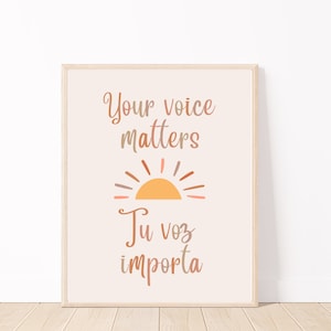 SLP Your Voice Matters Poster, Bilingual Speech Therapy Print, Speech ...