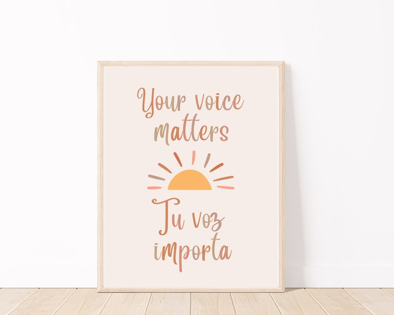 SLP Your Voice Matters Poster, Bilingual Speech Therapy Print, Speech ...