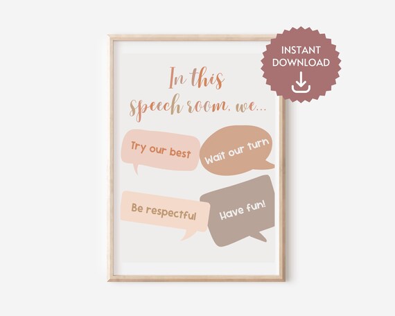 Speech Room Rules Poster Digital Download Speech Therapy - Etsy