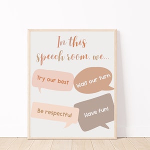 Speech Room Rules Poster Digital Download, Speech Therapy Poster, SLP ...