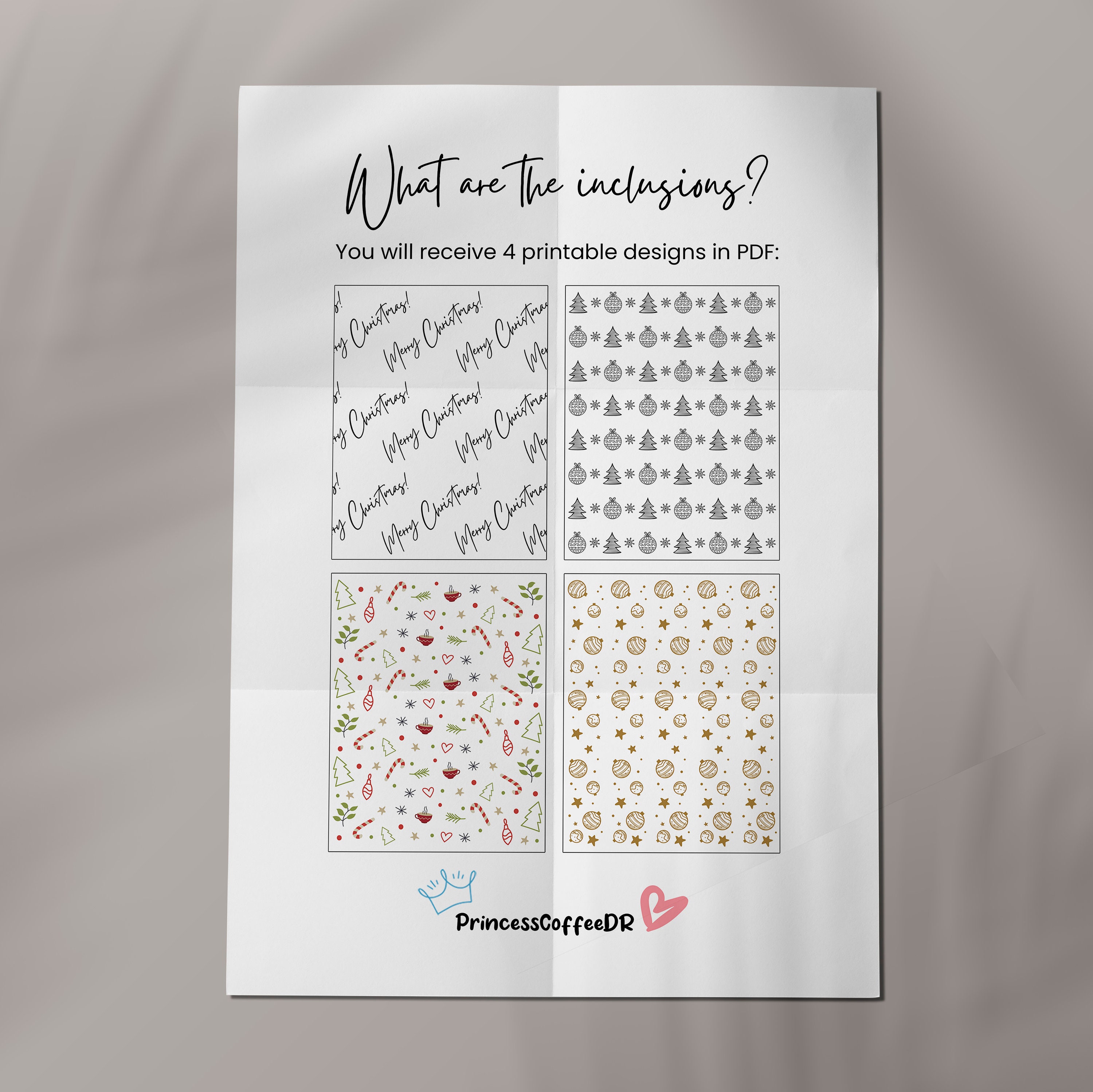 Printable Christmas Holiday Gift Wrapper Print Your Own DIY Modern ...