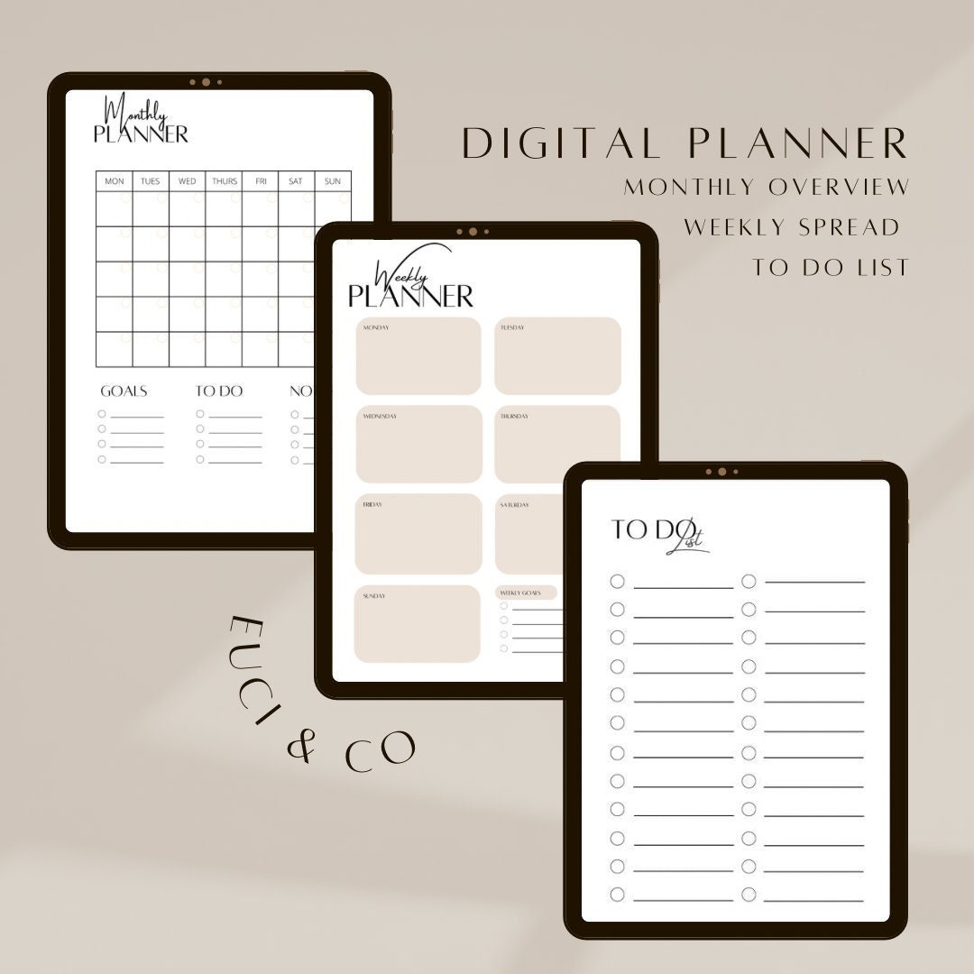 2022-2023 Undated Monthly Digital Planner, Weekly Digital Planner, to ...